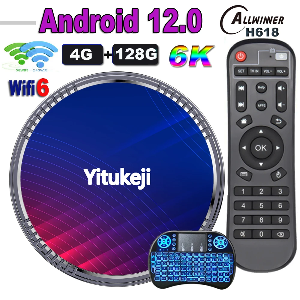 Yitukeji Y8 안드로이드 12 TV 박스 Allwinner H618 6K 2.4G 5G 와이파이 6 4GB 128G 64G 32GB 16G BT5.0, 글로벌 미디어 ...