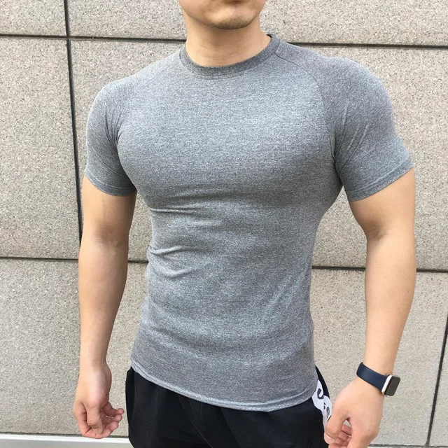 Compression Quick Dry Mens Workout Running T Shirt Mens Fitness