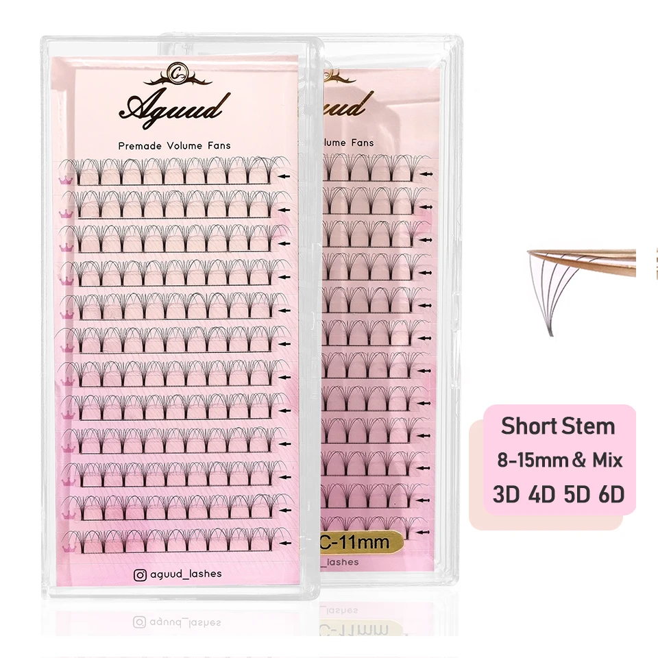 AGUUD Soft Natural Premade Volume Fans Short Stem 3d/4d/5d/6d Russian ...