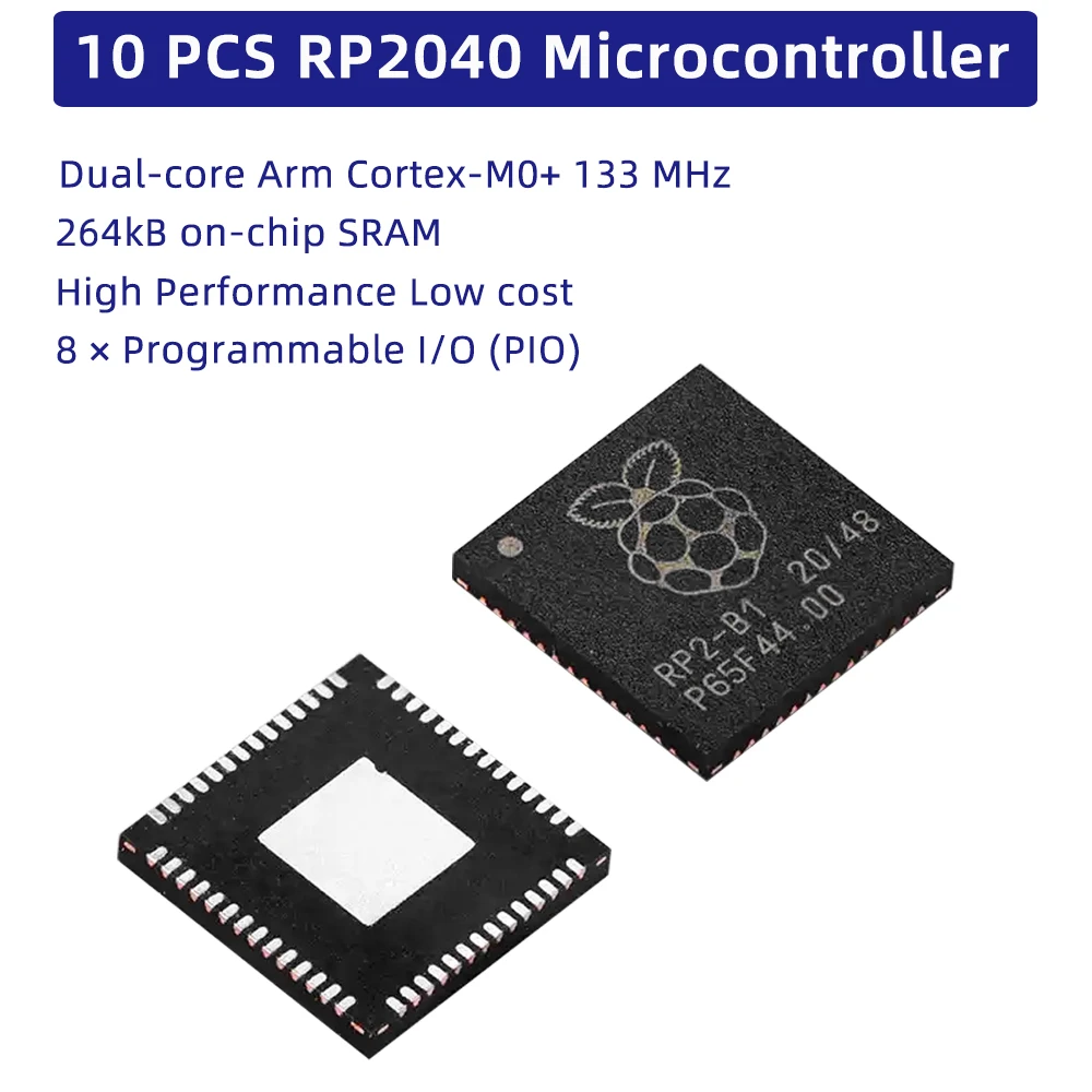 Microcontrolador RP2040 de 10 piezas diseñado por Raspberry Pi, Cortex M0 Arm de doble núcleo de ...