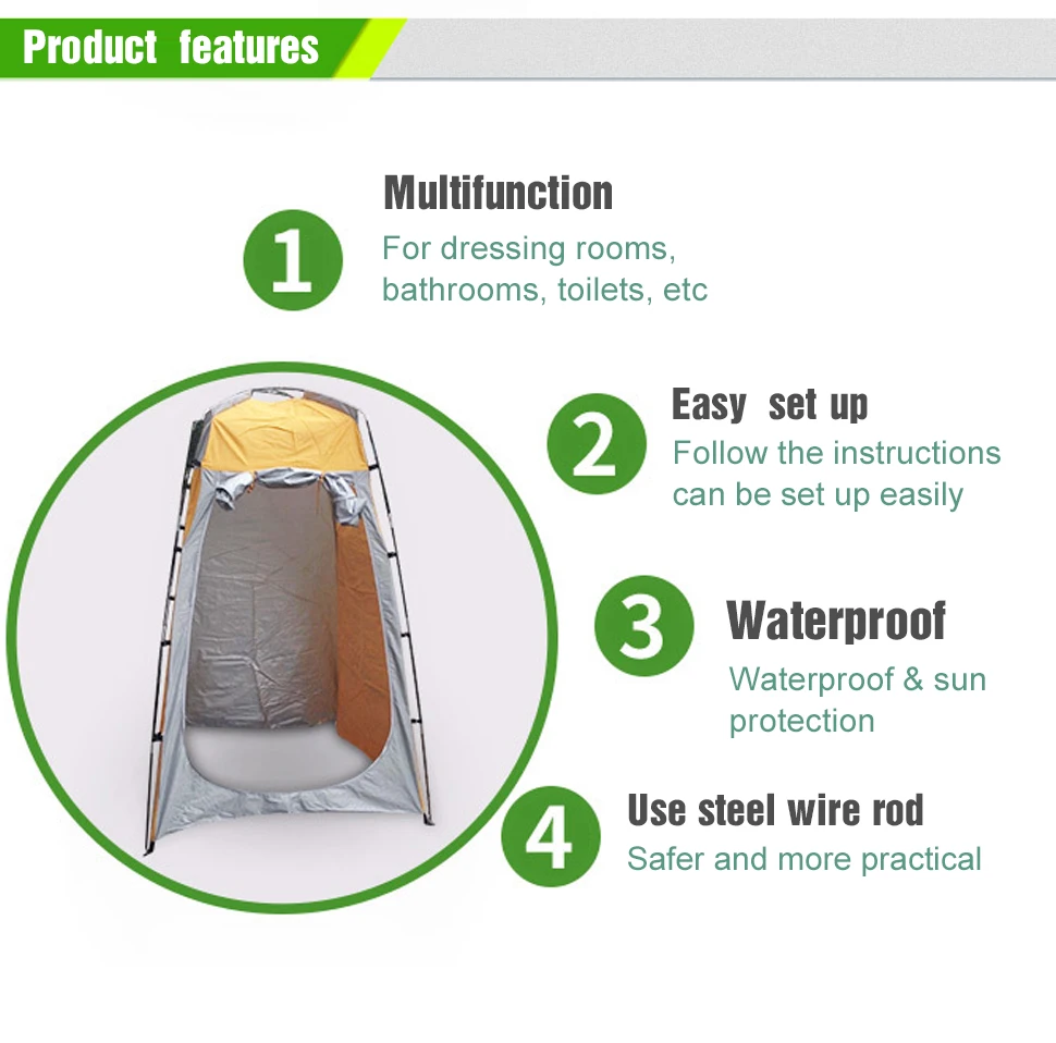 Westtune Portable Privacy Shower Tent Outdoor Waterproof Changing Room ...