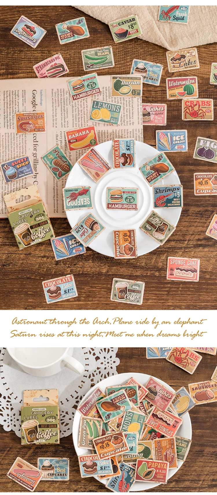 45PCS Vintage Department Store Label Decorative Stickers Retro Bills ...