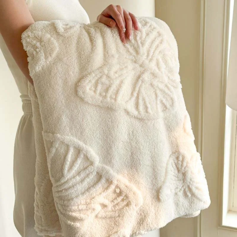 1pc-Butterfly-White-Four-Seasons-Flannel-Blanket-with-Exquisite-3D ...