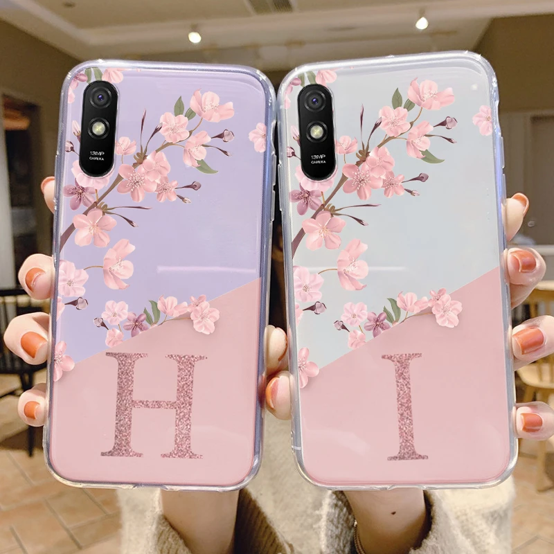 Redmi-9A-9AT-9-A-Case-Pink-Flowers-Initial-Letter-Cute-Fundas-Cover ...