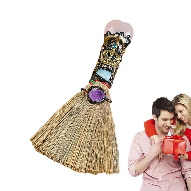 Witch-Altar-Broom-Heart-Shaped-Crystal-Broom-Ornaments-Amethyst-Point ...