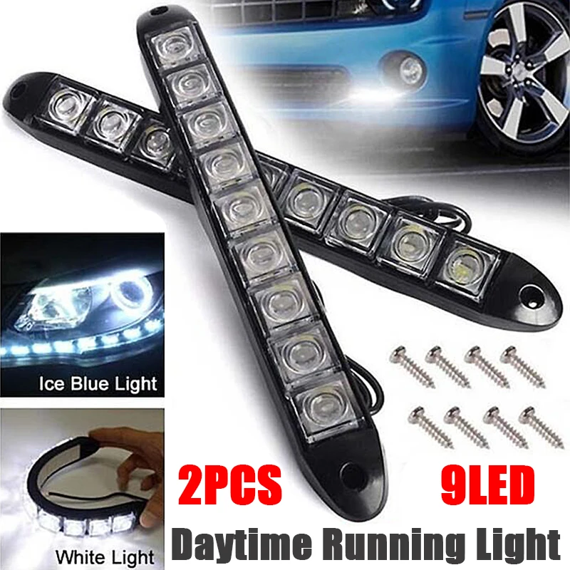 1pair 9 LED 12V Daytime Running Lights Flexible Waterproof Car Head ...