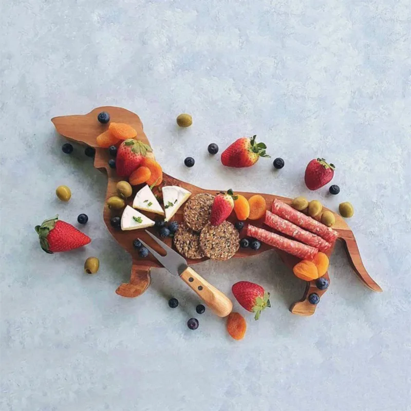 Dachshund-Dog-Dinner-Plate-for-Cheese-Fruits-Food-Solid-Wooden-Pallet ...