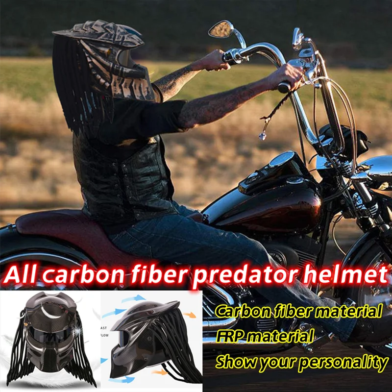 All Carbon Fiber Predator Helmet with Radium Spotlight Breathable Glass ...