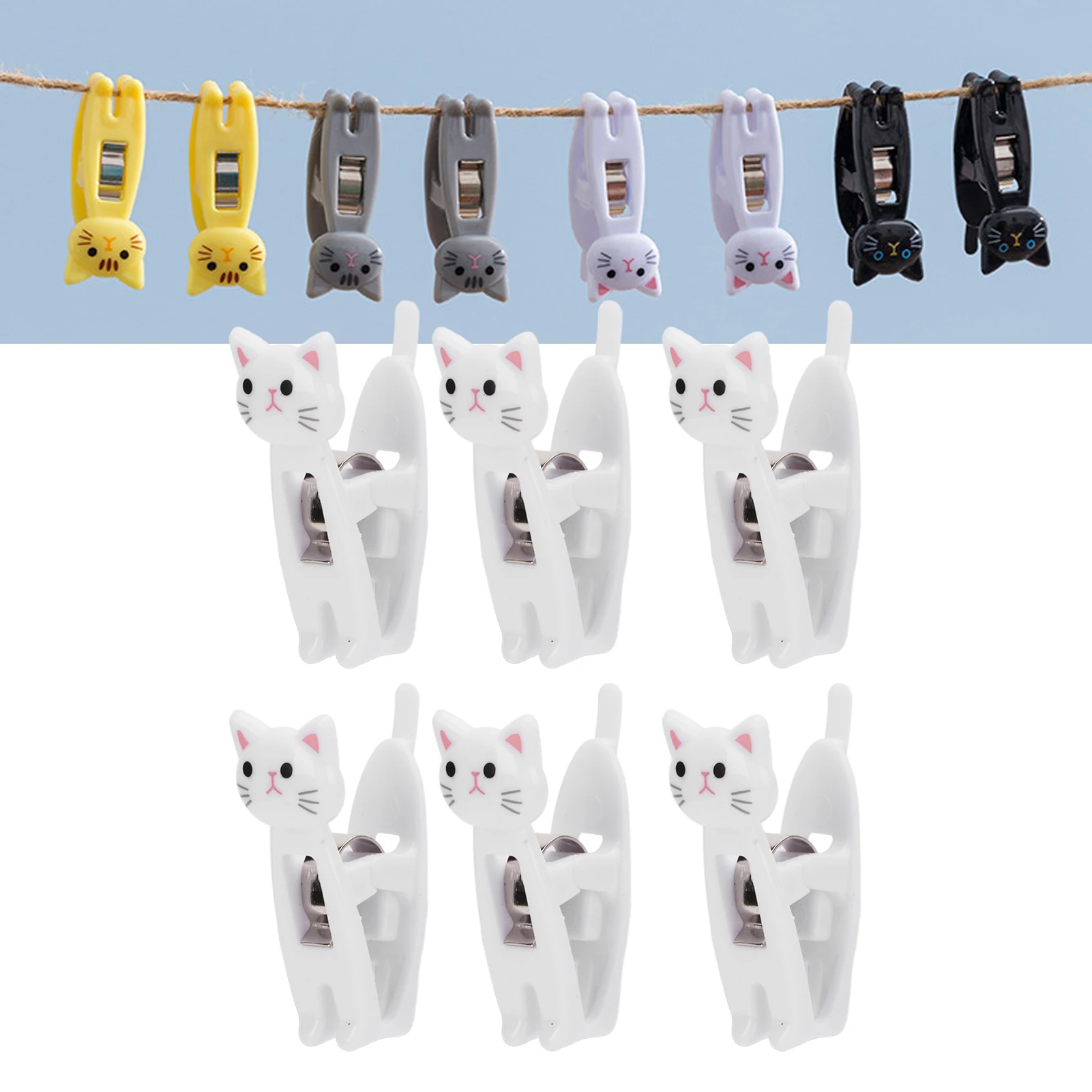 6pcs-Set-Cute-Cat-Plastic-Clips-Laundry-Hanging-Clothes-Pins-Snacks ...