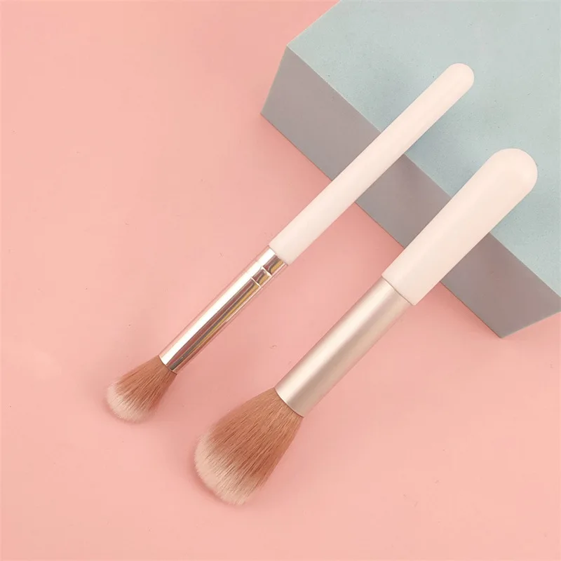 White Pink Professiona High Quality Makeup Brushes Soft Fiber Hair ...