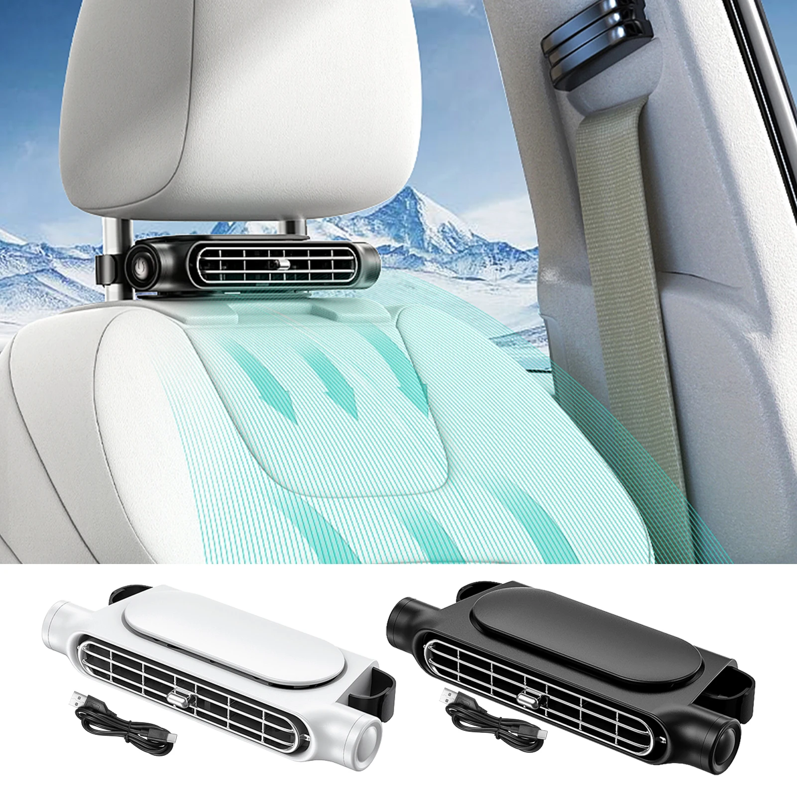 Car-Seat-Fan-Backseat-Cooling-Fan-Front-Rear-Seat-Headrest-Cooling-Air ...