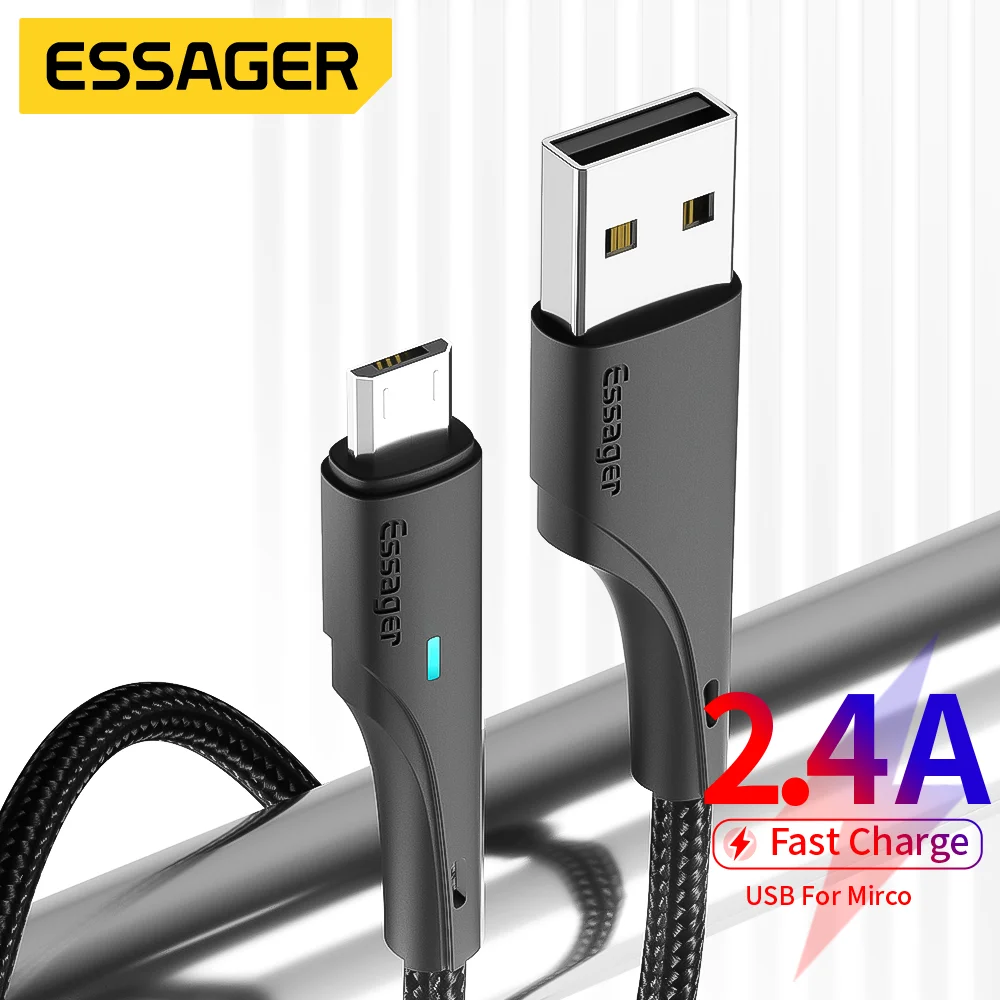Essager Micro USB Cable 2.4A Fast Charger Wire For Xiaomi Redmi Samsung ...