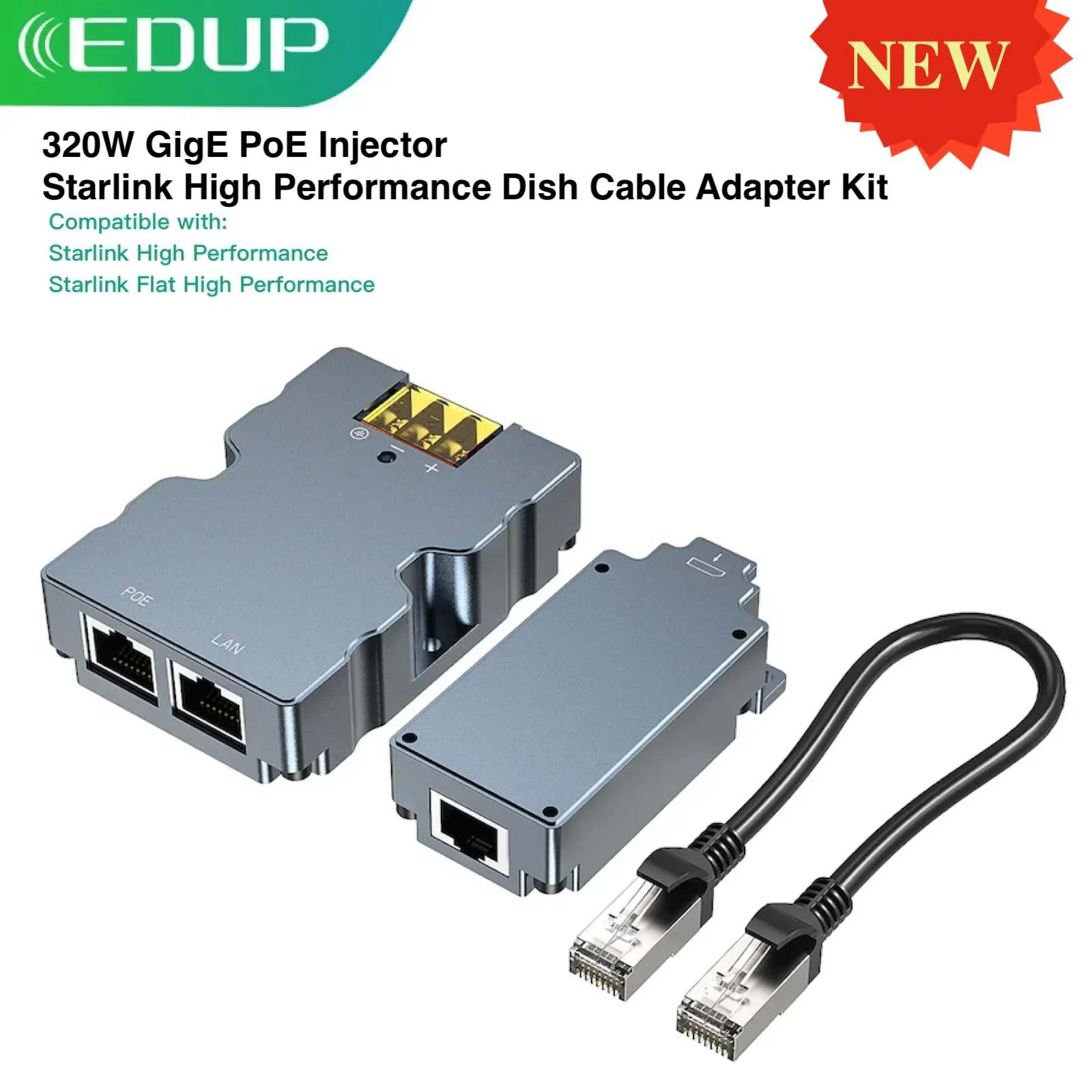 EDUP-Starlink-High-Performance-320W-Gigabit-PoE-Injector-DC48V-Dish-to ...