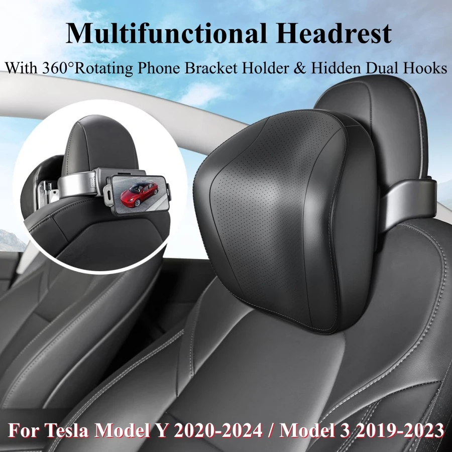 For-Tesla-Model-Y-Model-3-Headrest-Pillow-Adjustable-Car-Seat-Headrest ...