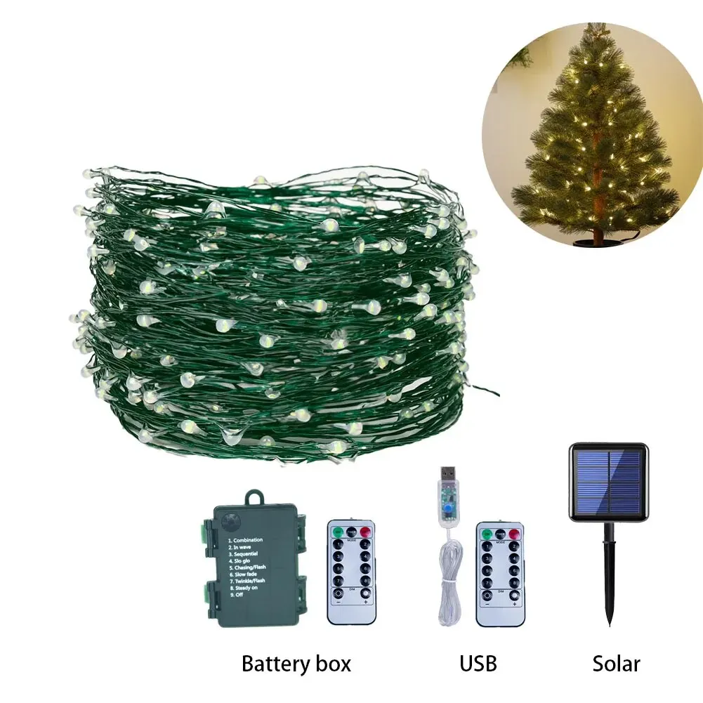 10M100LED-String-Lights-Green-Wire-Fairy-Lights-Warm-White-Garland-for ...