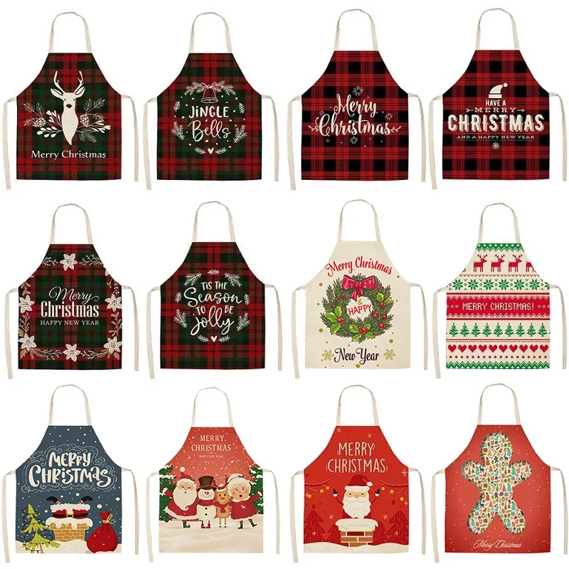 Linen-Merry-Christmas-Apron-Ornament-Home-Kitchen-Accessories-Natal ...