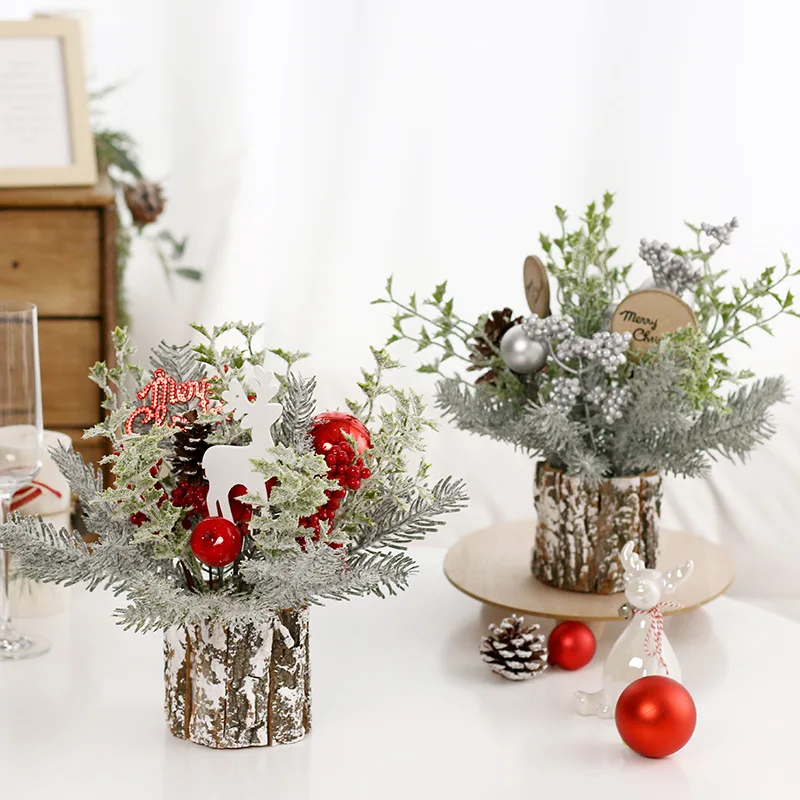30cm-Mini-Christams-Tree-Artificial-Plants-PE-Flocking-Pinecone-Pine ...