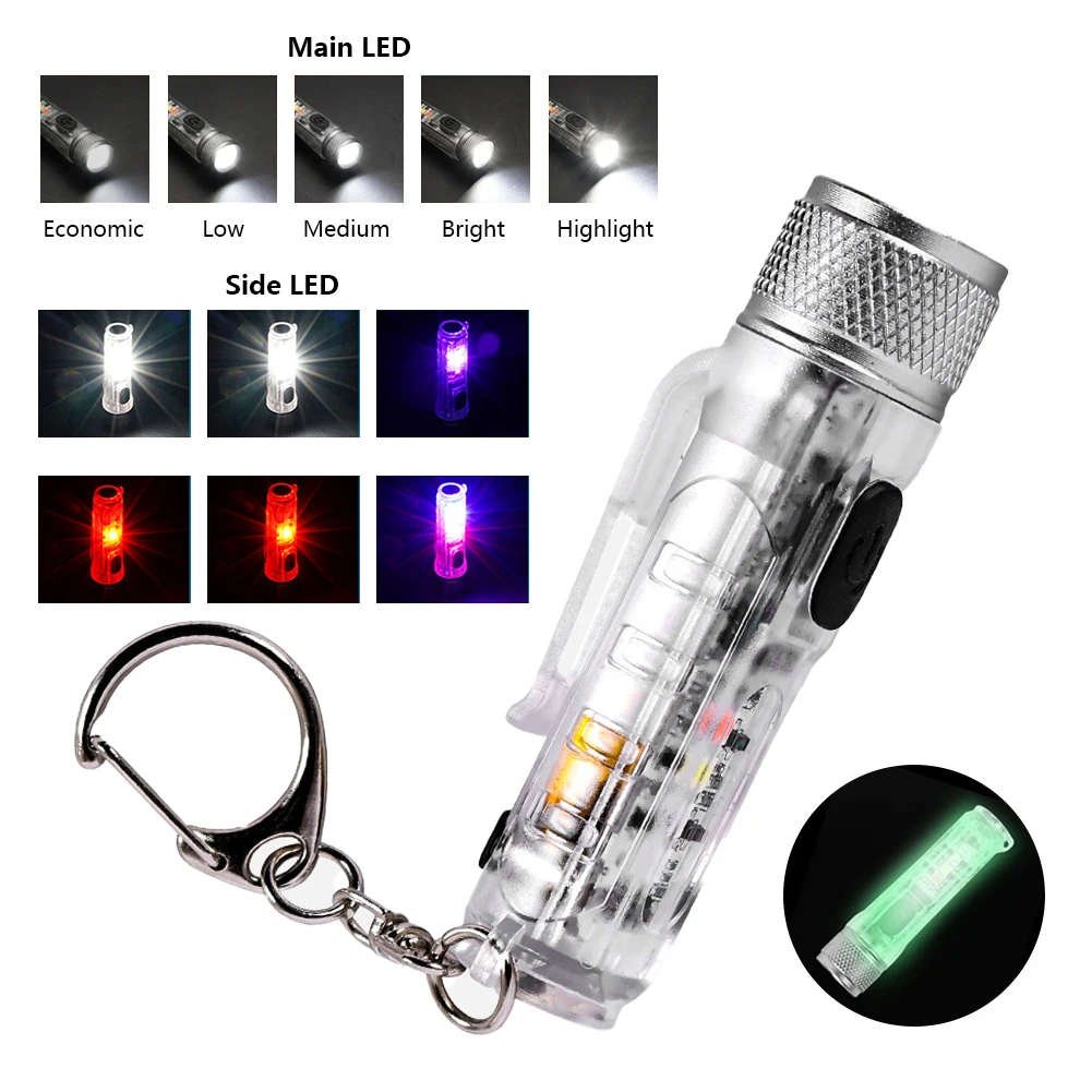 Mini Keychain Flashlight LED Rechargeable Torch Portable Magnetic USB ...