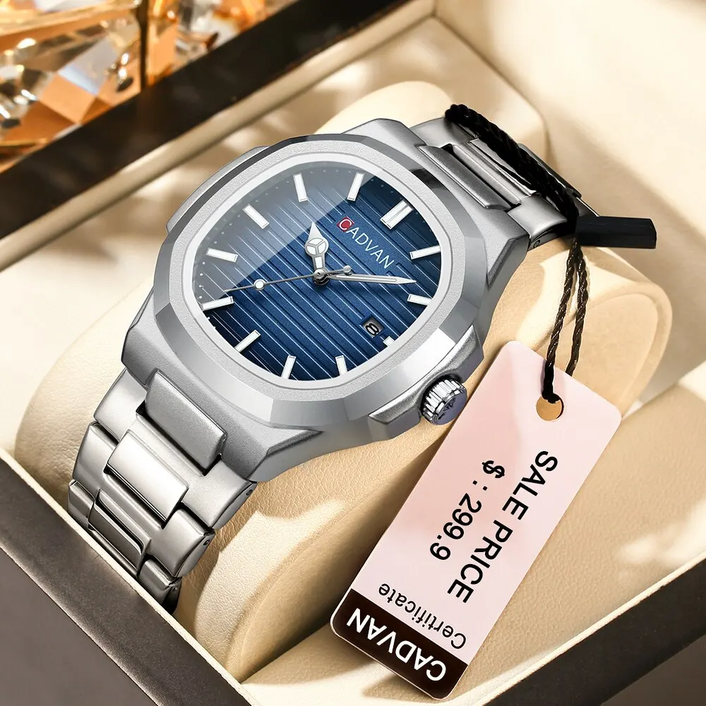 CADVAN Luxury Casual Watch Top Brand Fashion Square Dial Stainless ...