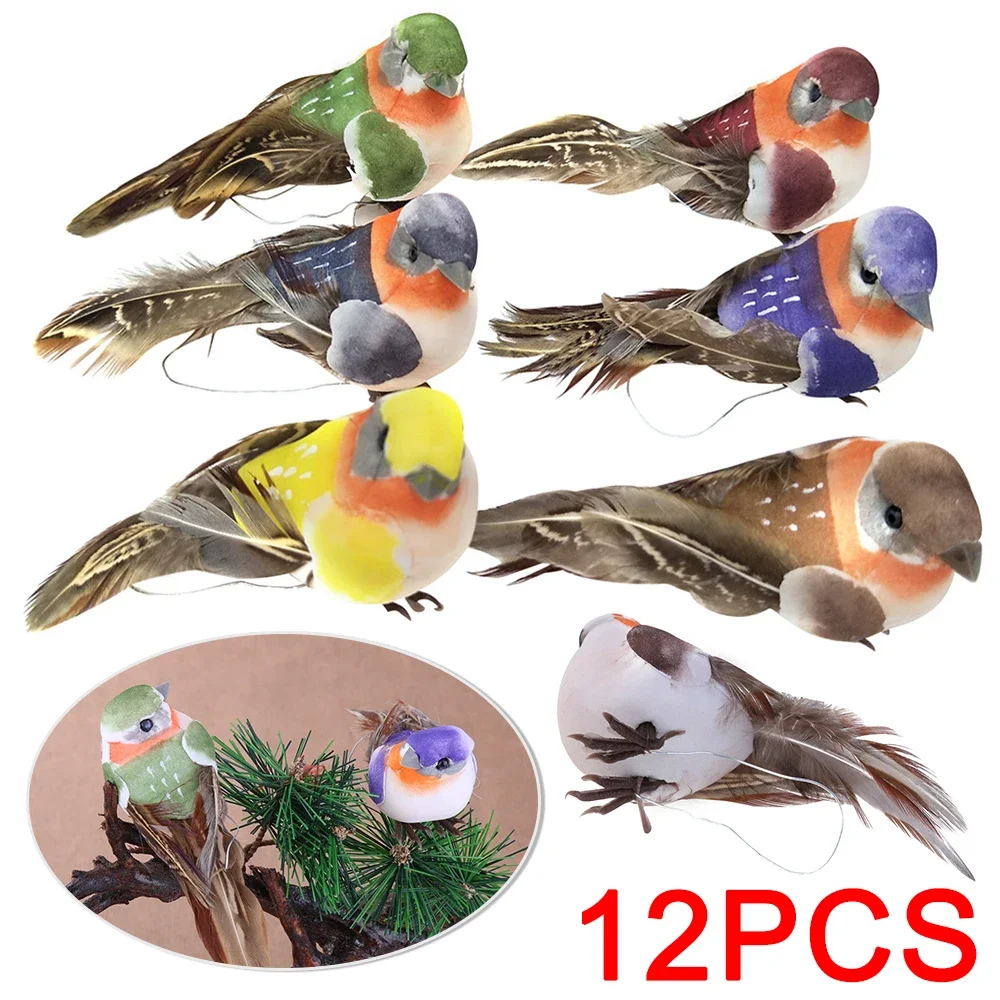 12pcs-Bird-Miniature-Decoration-DIY-Crafts-Foam-Feather-Artificial-Fake ...