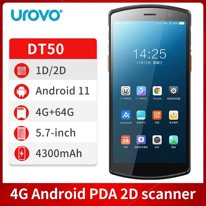 Android-11-UROVO-DT50-Android-pda-unidimensional-colector-de-datos-de-mano-bidimensional-escaneo ...