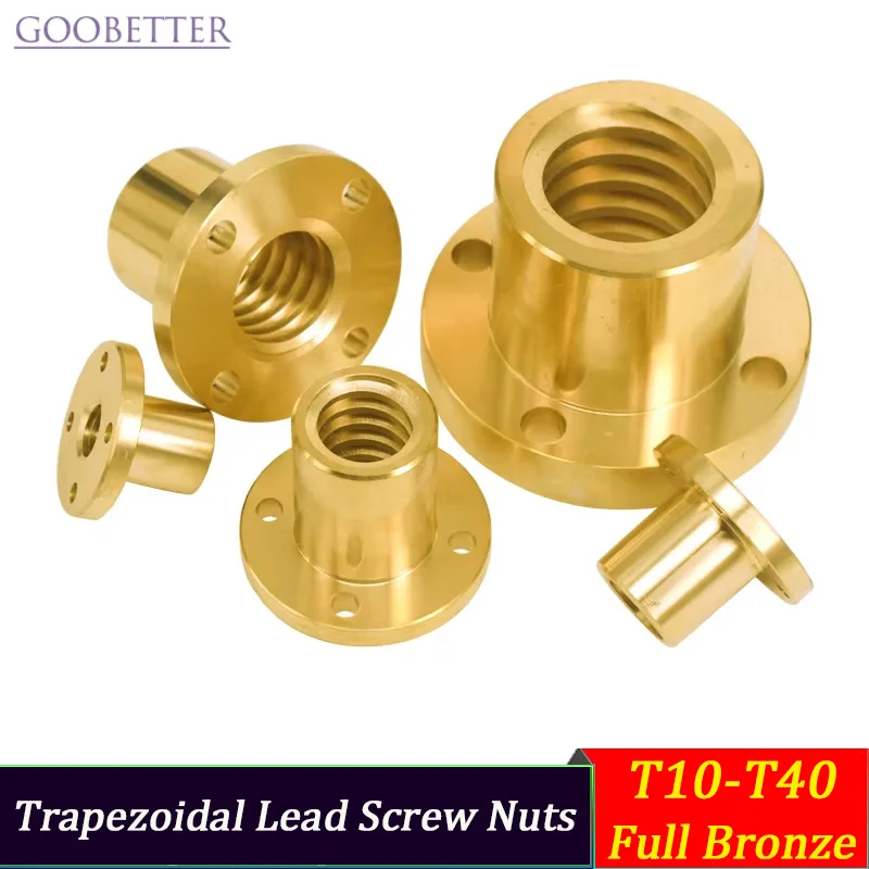 Full Bronze T10-T40 Trapezoidal Lead Screw Nuts with Round Flange Anti ...