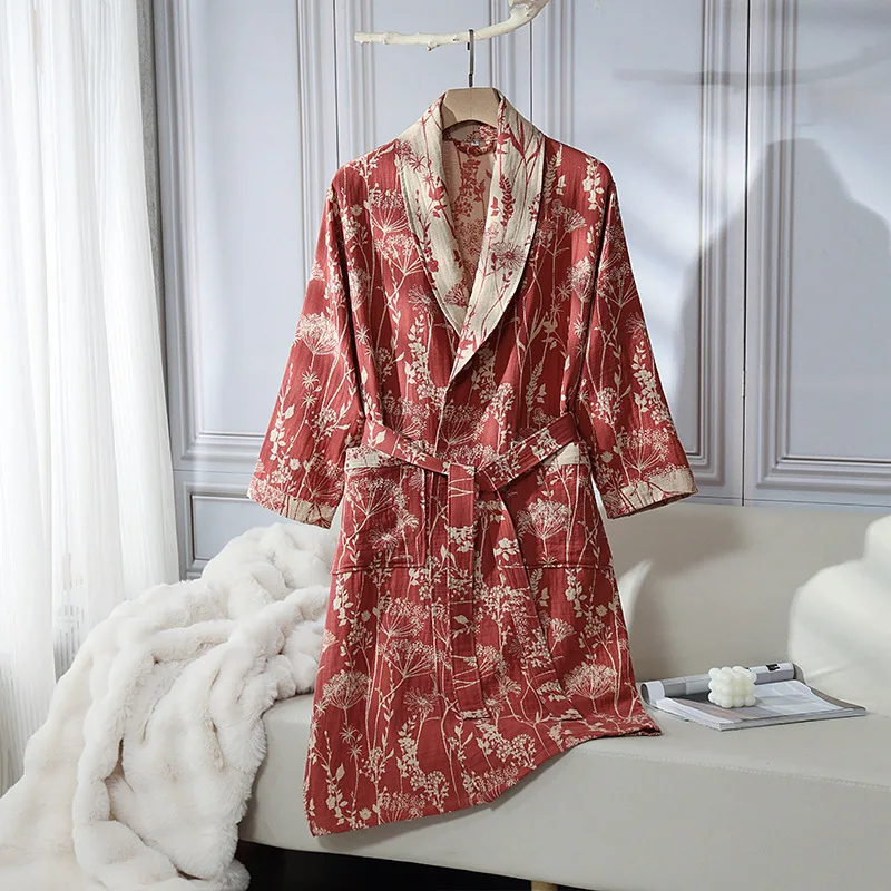 Multi Colors Fashionable Printed Cotton Jacquard Bathrobe for Couples ...