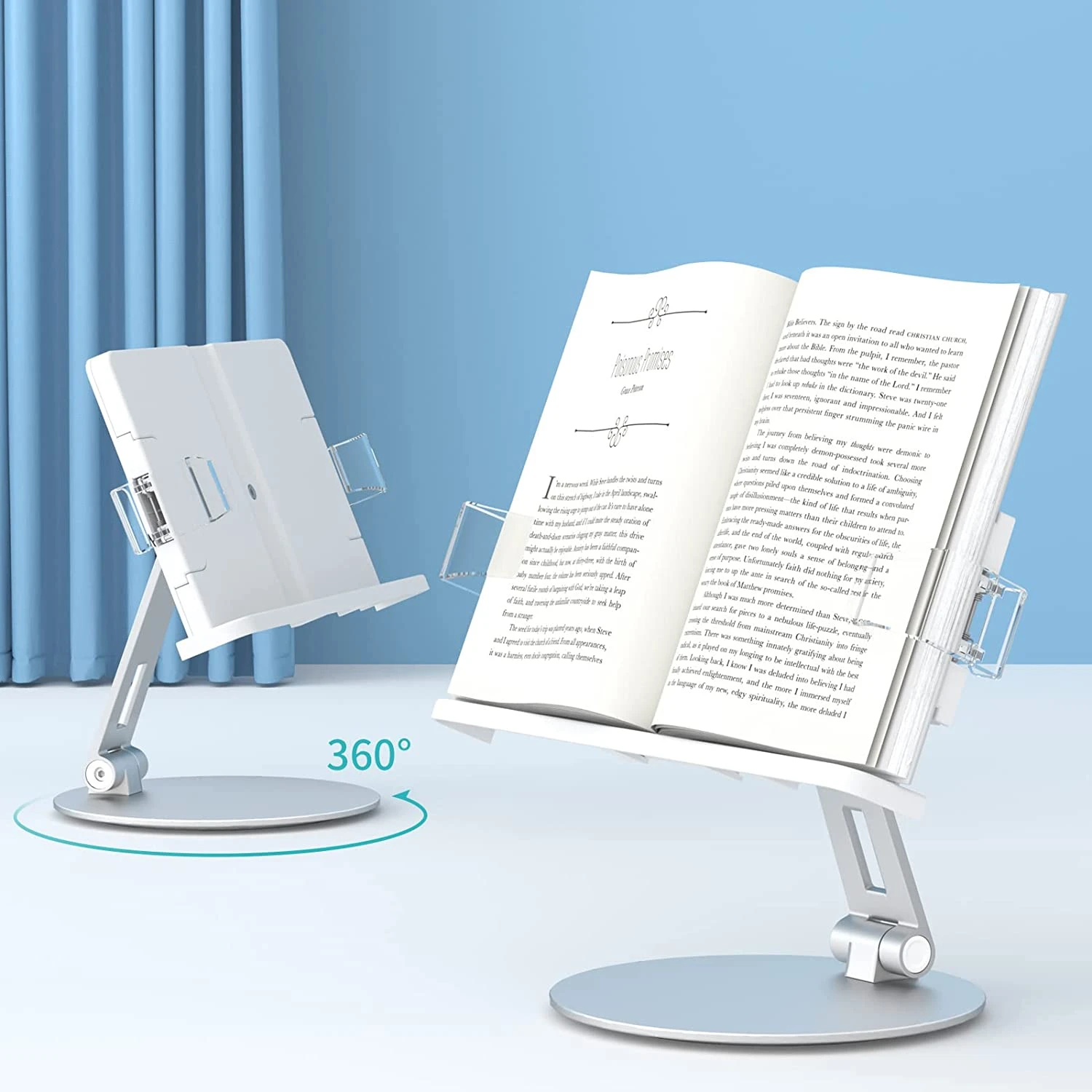 Book Stand for Reading 360° Rotating Adjustable Book Holder Multi ...