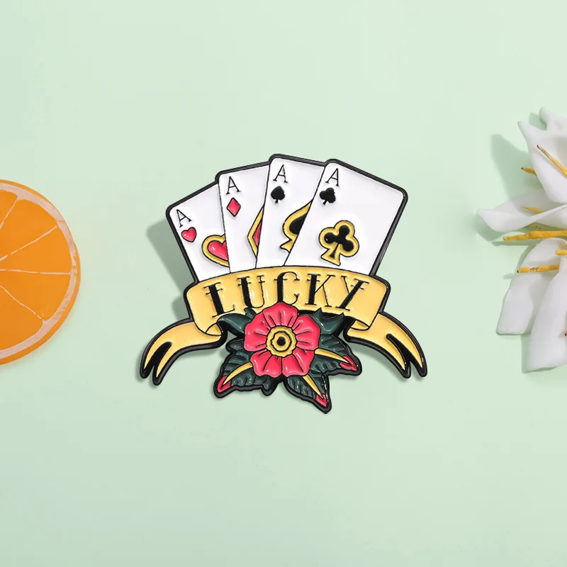 Lucky-Spades-Plum-Block-Playing-Card-Enamel-Pins-Funny-Poker-Chess-Card ...