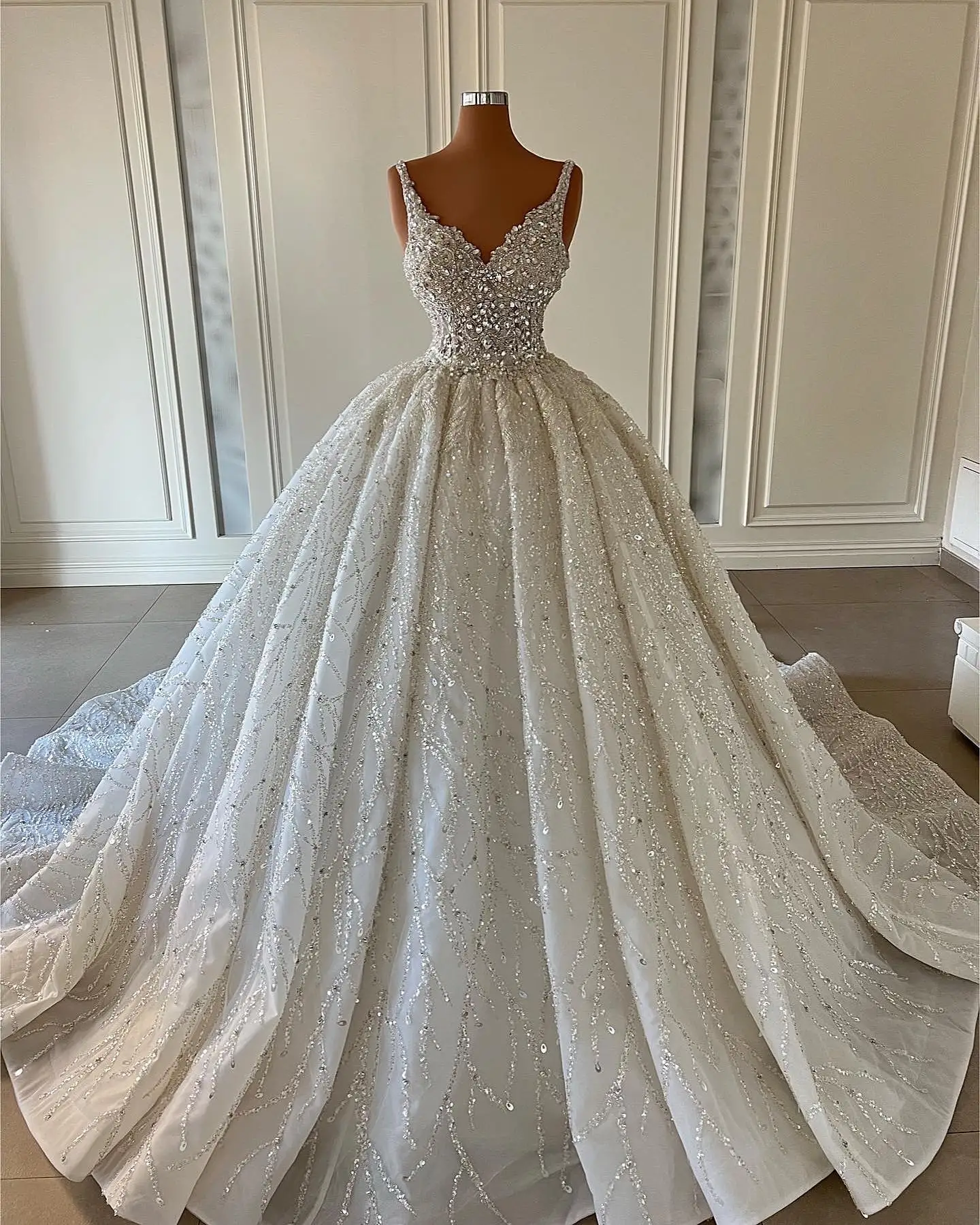 New Arrivals Wedding Dresses | Crystal Wedding Dresses - V-neck Wedding ...
