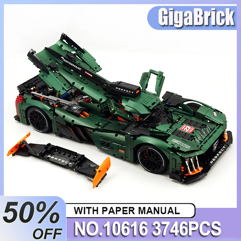 GULY 10616 MOC Crafted Super Sports Car 9X8 Technical Vehicle Model ...