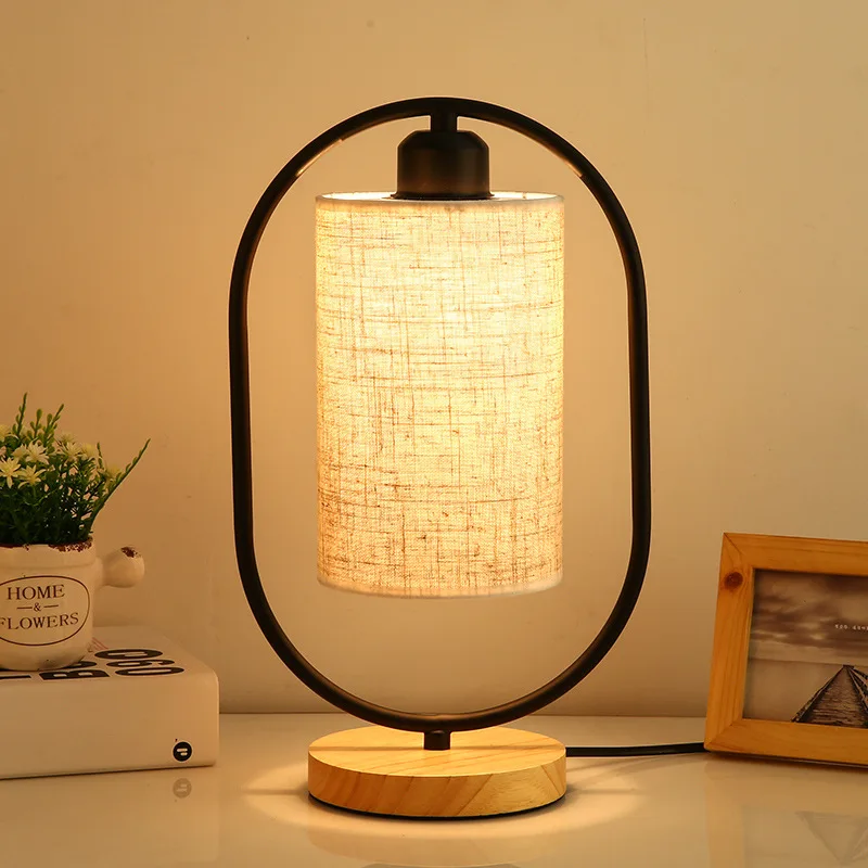 Table-Lamp-Bedroom-Bedside-Personality-Retro-Fabric-Warm-Solid-Wood ...