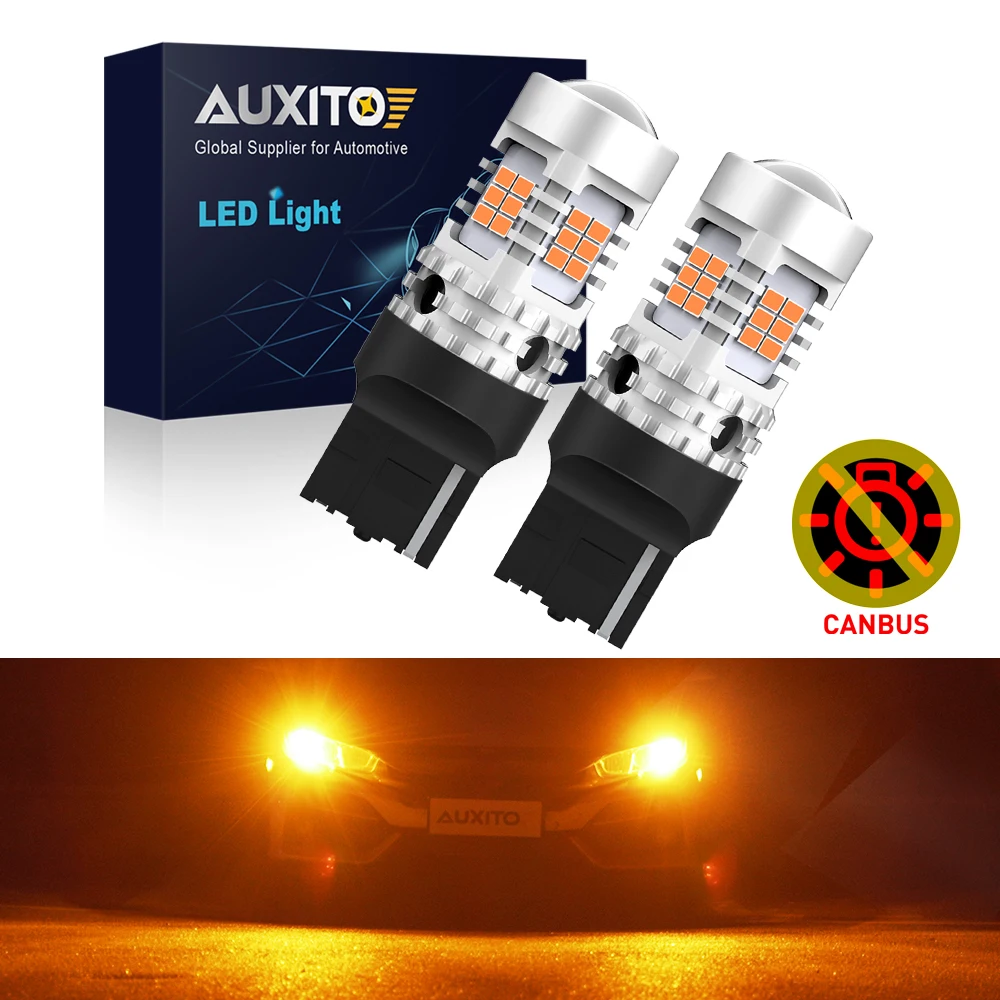 AUXITO-2x-W21W-7440-WY21W-LED-Turn-Signal-Light-Canbus-Amber-7440NA-T20 ...