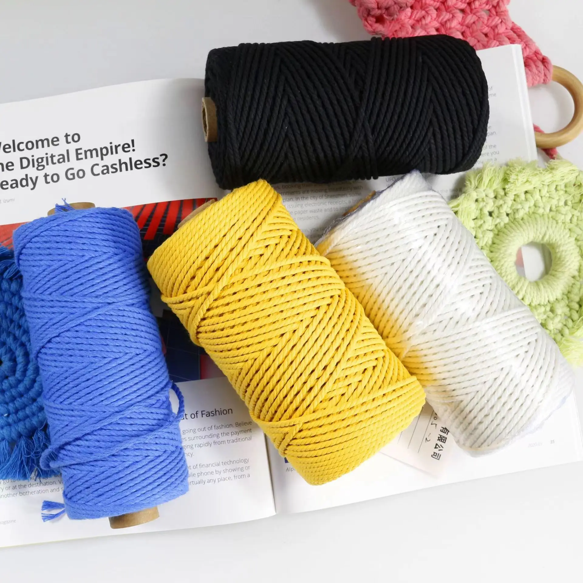 3mm 100% Cotton Rope Braided Twisted Cord Rope Crochet String For ...