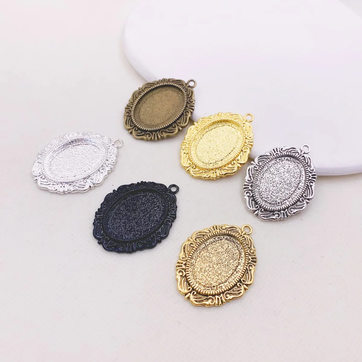 Onebeading-Fit-18x25mm-Oval-Cabochons-Pattern-Glass-Pendant-Charm-Base ...