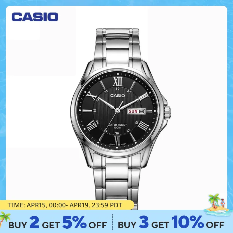 Casio-MTP-1384D-Watch-Men-s-Business-Large-Steel-Dial-With-Roman ...