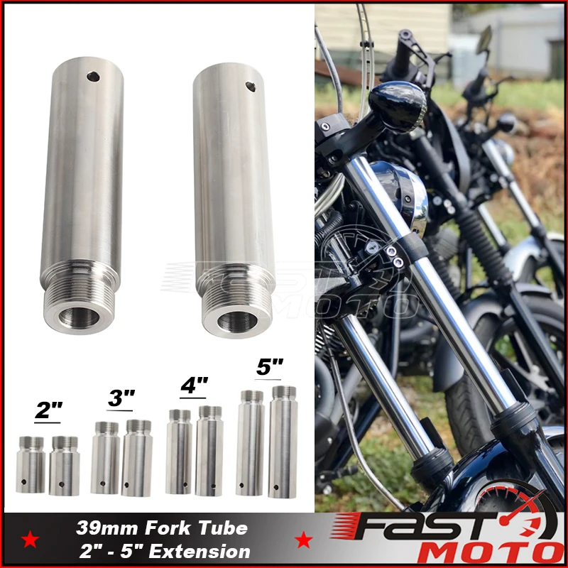 Stainless-Steel-Motorcycle-40mm-39mm-Fork-Tube-2in-5in-Extensions-For ...