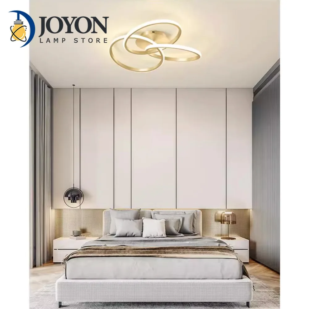 Creative 3-Ring Design Tricolor Ceiling Light Modern Dimmable Flush ...