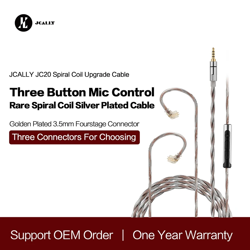 JCALLY JC20 Blod Spiral Foil 364 Cores Silver Plated Cable With 2Pin/QDC/MMCX3.5mm Connector ...