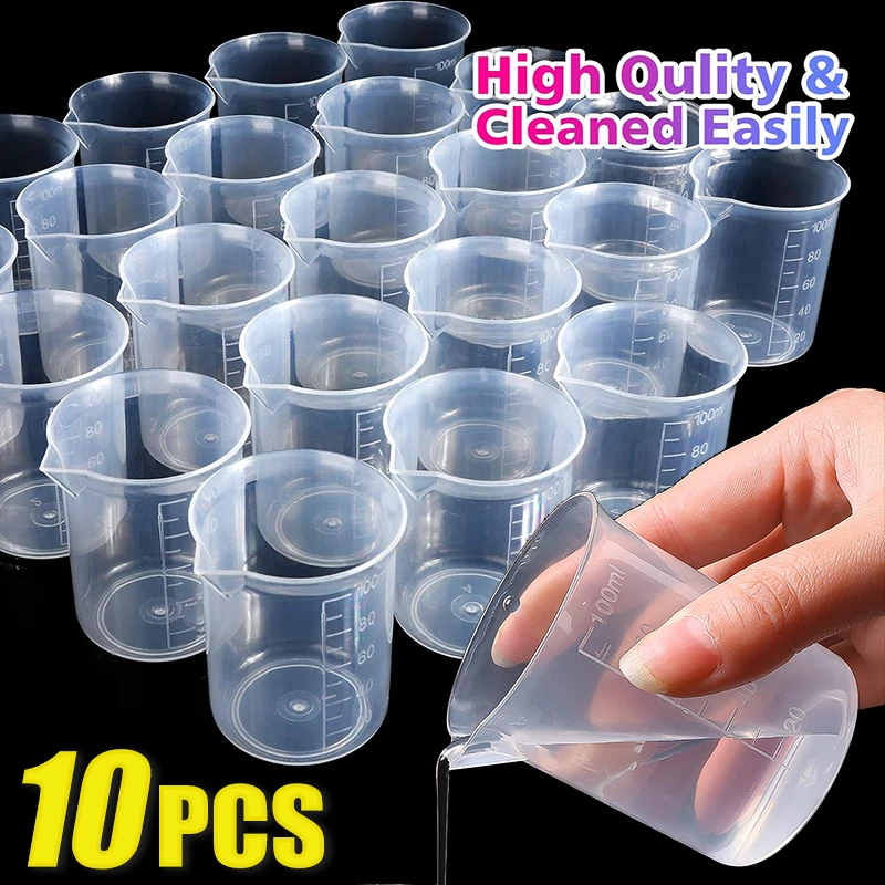 100ml-Plastic-Measuring-Cup-Transparent-Scale-Lab-Small-Beaker-Chemical ...