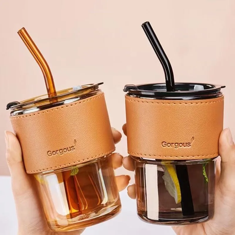 Stylish-Transparent-Eco-Friendly-Round-Glass-Cup-with-Straw-for-Home ...