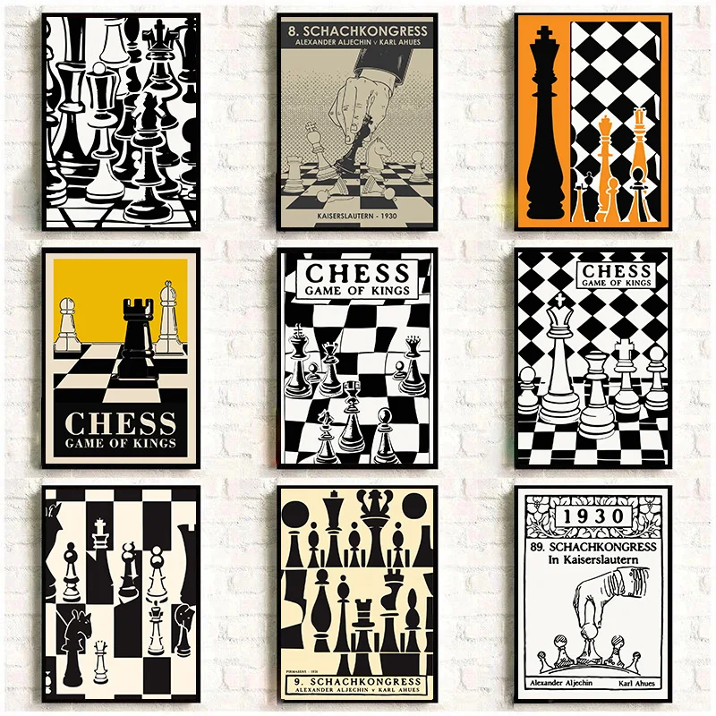 Retro-Chess-Ink-Drawing-1930-Chess-Convention-Game-Of-Kings ...