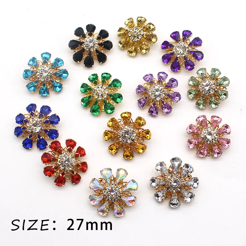 Five 27MM metal flower crystal rhinestone button handle DIY manual ...