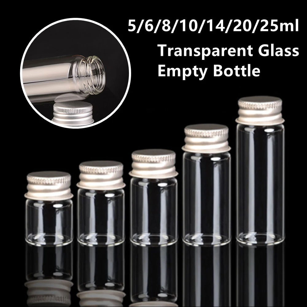 1pcs Refillable Bottles 5ml 6ml 8ml 10ml 14ml 20ml 25ml Glass Clear Empty Seal Bottles Travel ...