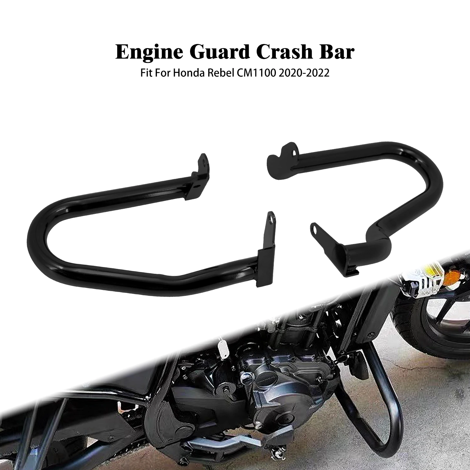 Motorcycle Gloss Black Engine Guard Front Highway Crash Bar Protection ...