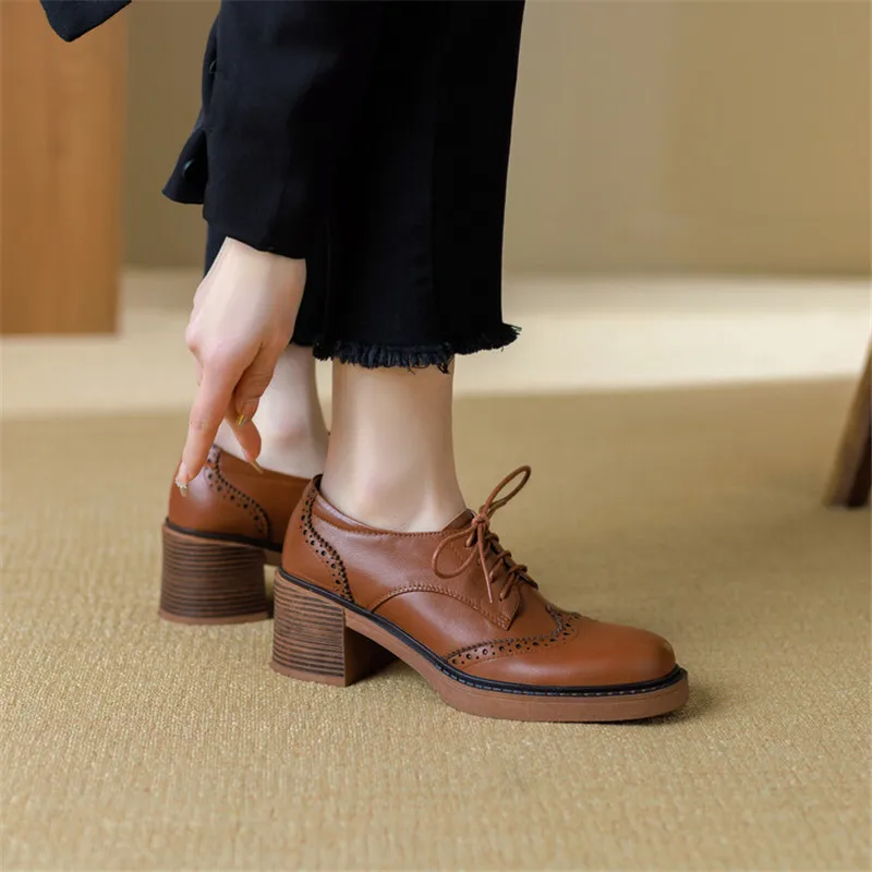 New-Spring-Cow-Leather-Women-Shoes-Round-Toe-Women-Pumps-Platform-Shoes ...