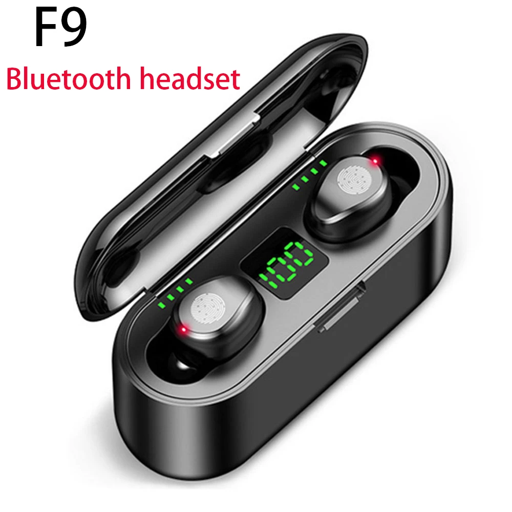 Auriculares inalámbricos F9 TWS con Bluetooth, dispositivo de audio estéreo táctil con LED ...
