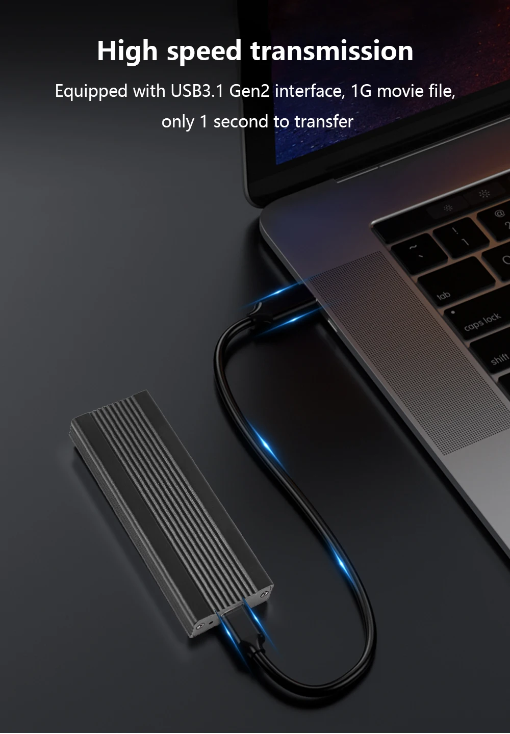 Câble 2PCS - TISHRIC M2 SSD Hdd Cas NVME Boîtier M.2 NVME SSD USB Type ...