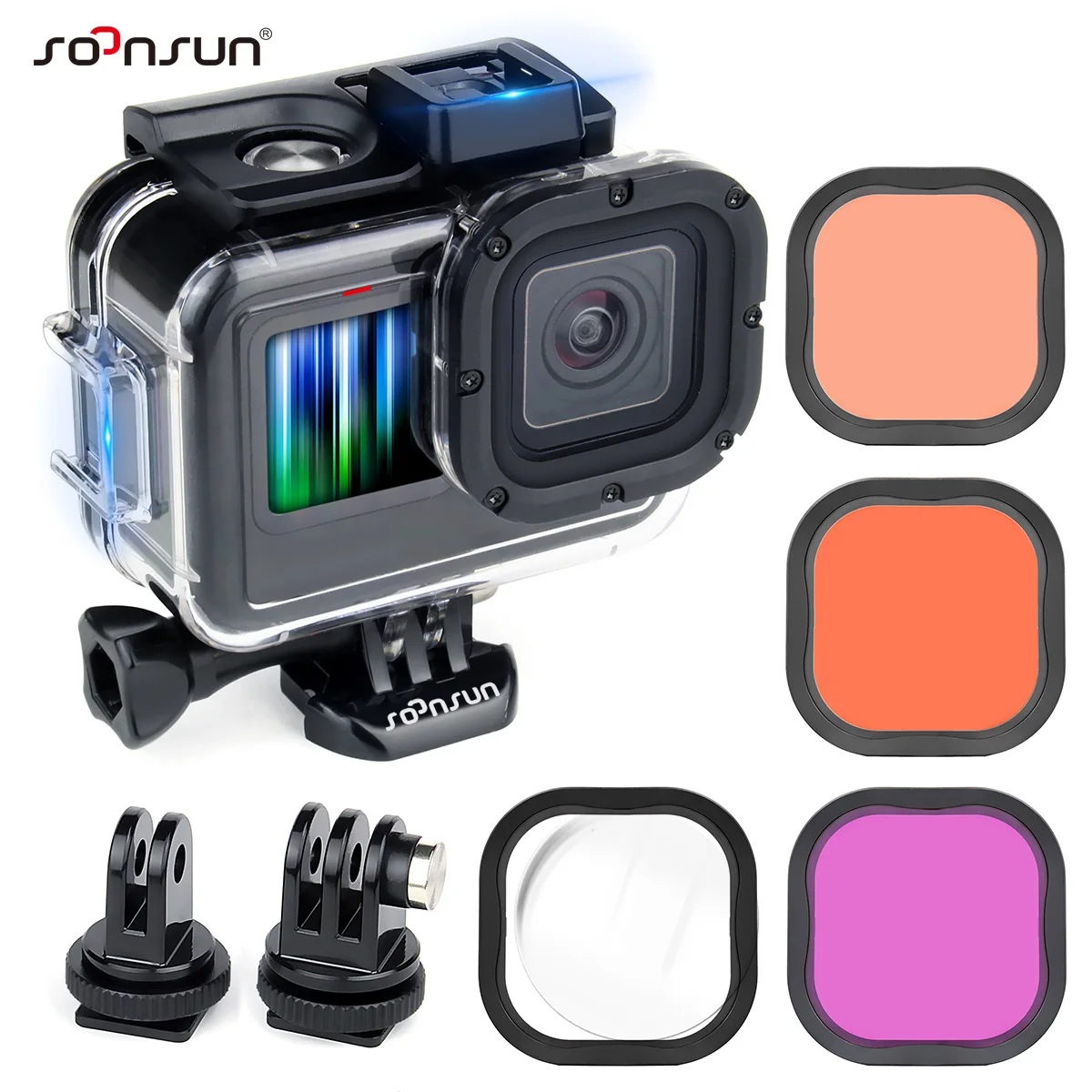 SOONSUN-60m-Waterproof-Case-Filter-Kits-for-GoPro-Hero-12-11-10-9-Black ...