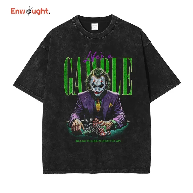 Joker-T-Shirt-Hip-Hop-Vintage-Washed-Movie-Old-School-Tops-Tees ...